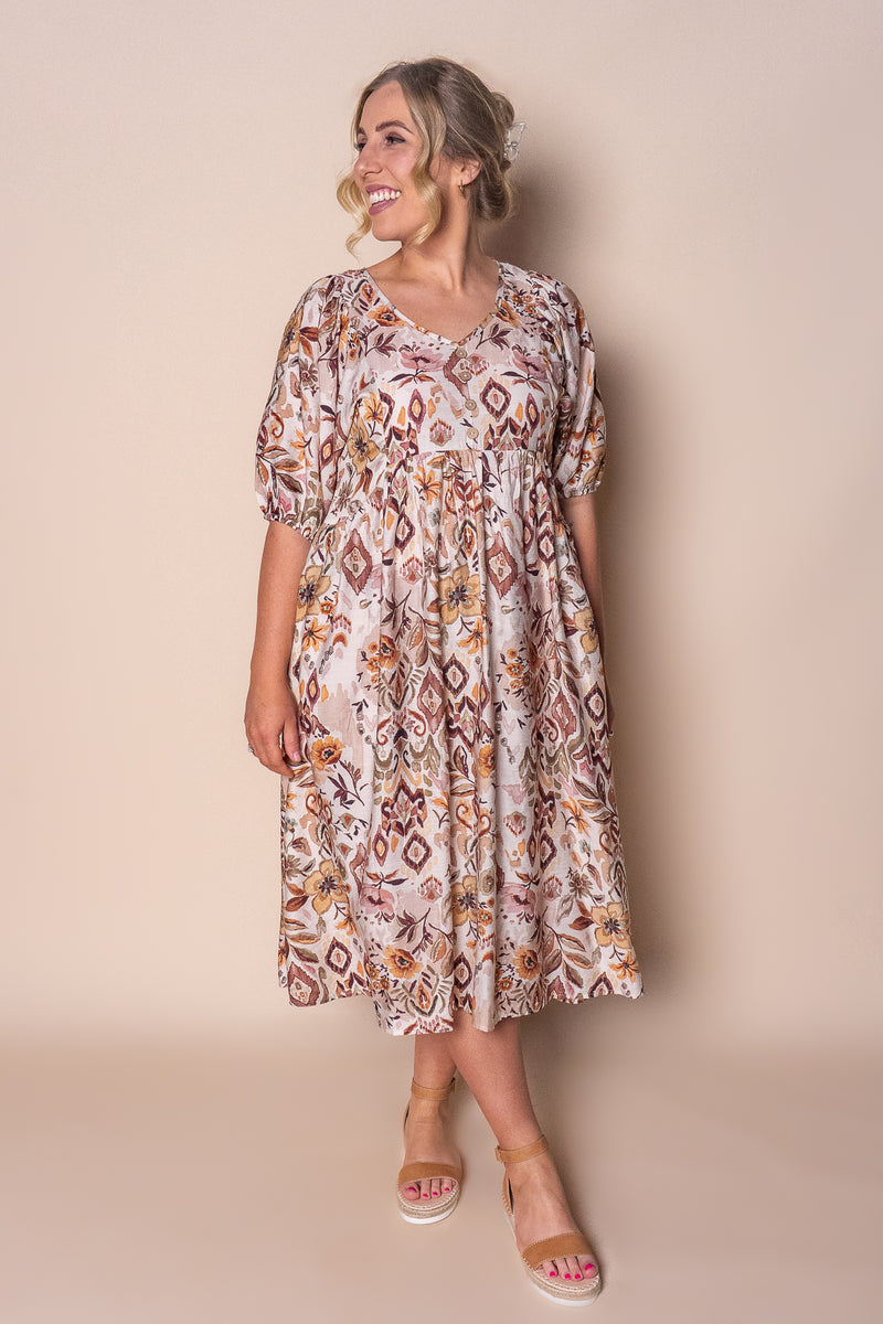 Diane Midi Dress in Mocha Multi – Always Alice