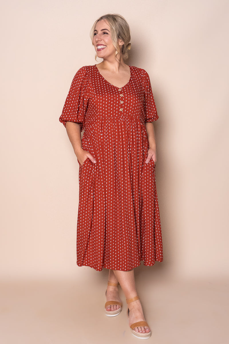 Chelsa Midi Dress in Rust – Always Alice