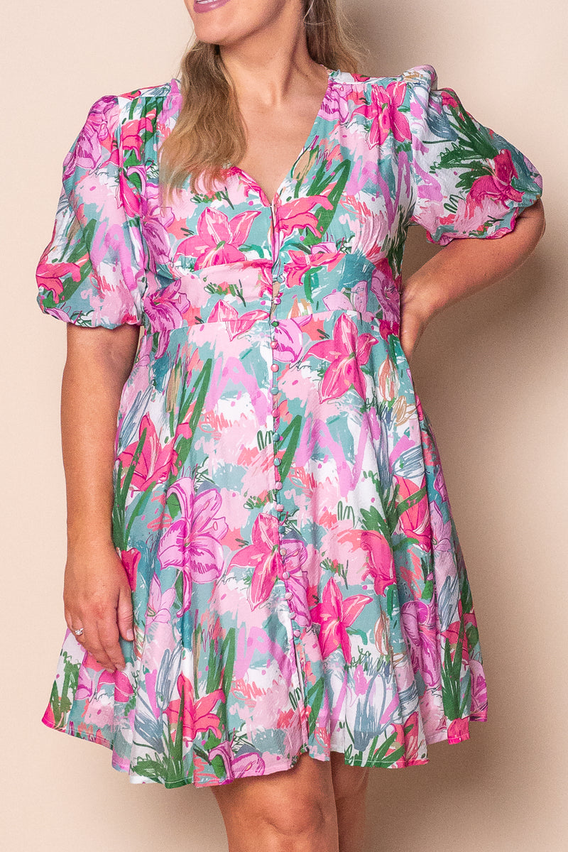 Hayley Floral Artistic Dress in Pink Multi – Always Alice